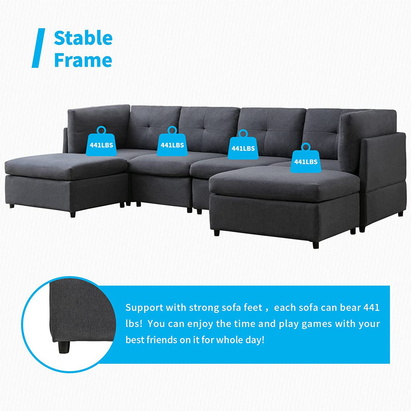 Latitude Run® Burmah Latitude Run® Modern U Shaped Convertible Sofa Couch, Modular Sectional ...